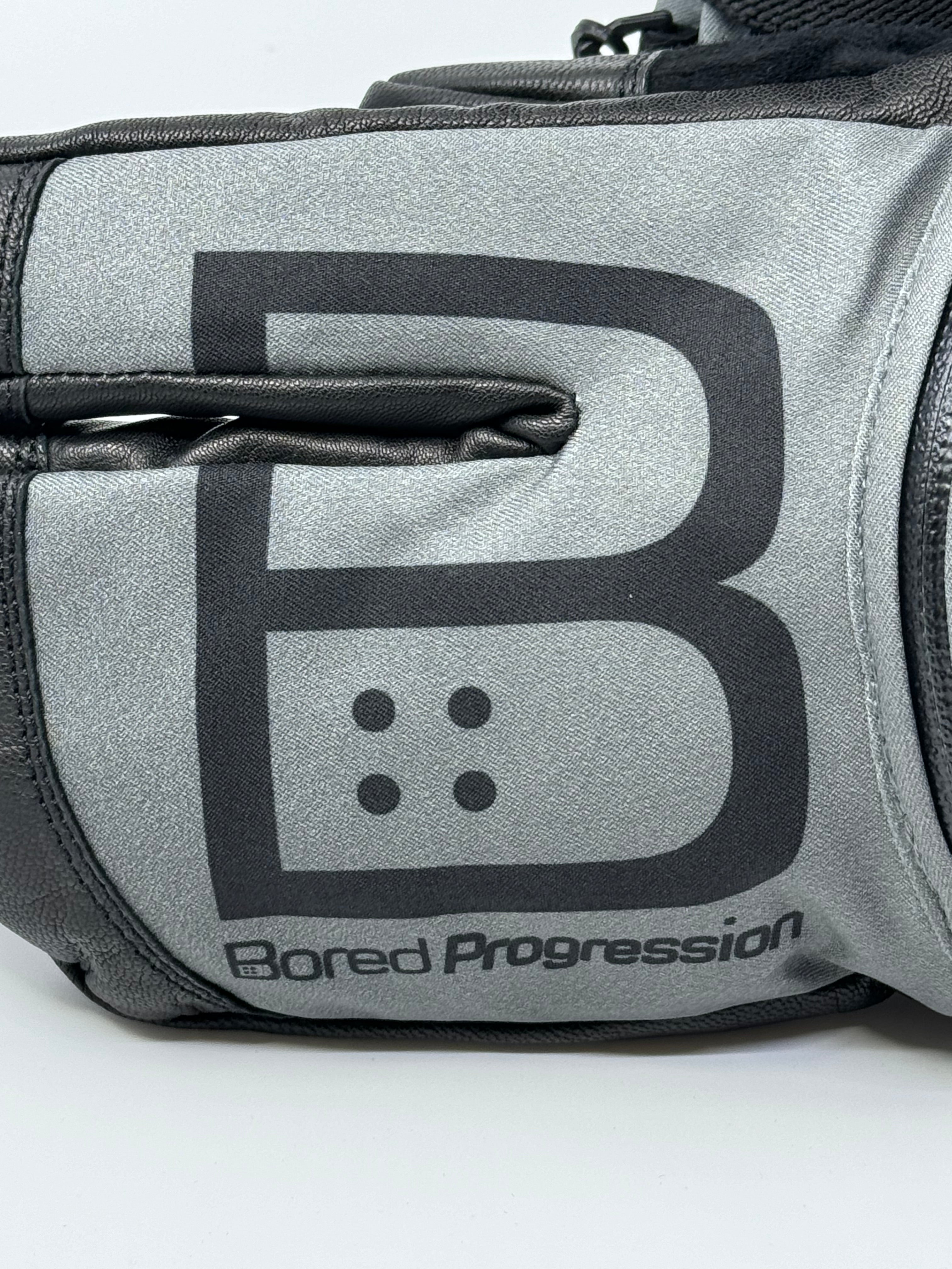 BORED PROGRESSION TRIGGER MITTS - Black Leather, Grey Fabric – VO Gloves