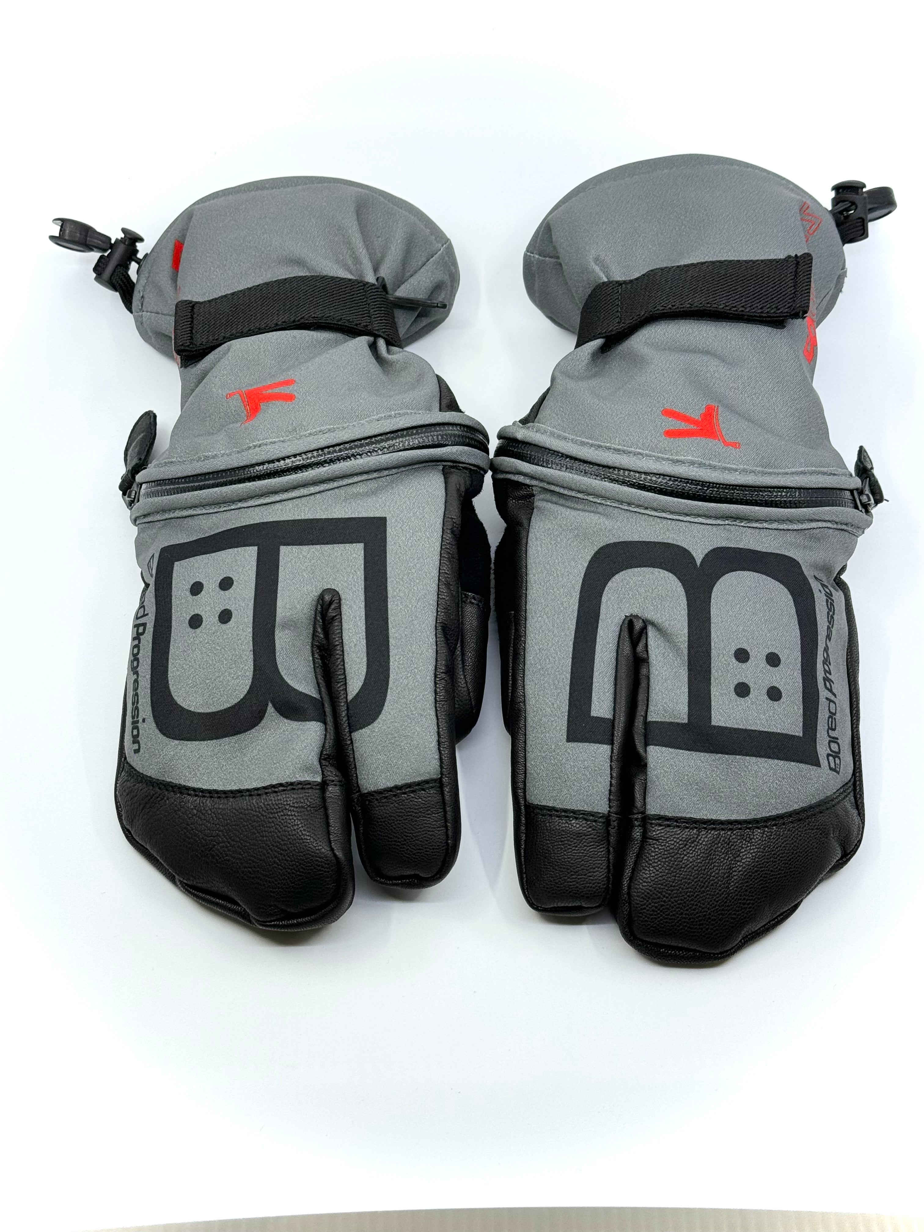 BORED PROGRESSION TRIGGER MITTS - Black Leather, Grey Fabric – VO Gloves