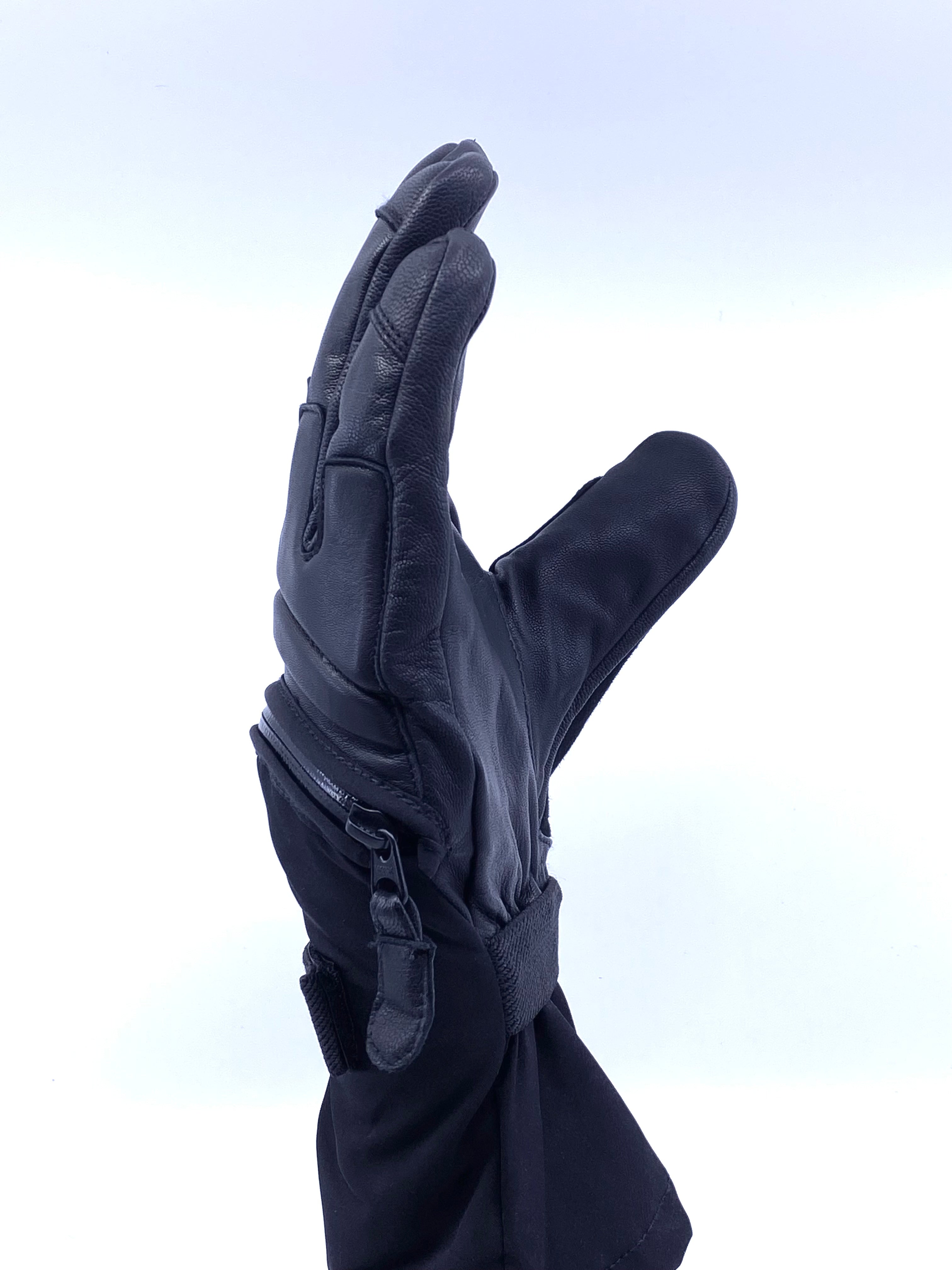 SNOWMOBILE READY- Black and Black Extra Thin Palm Knuckle Pad Gloves ...